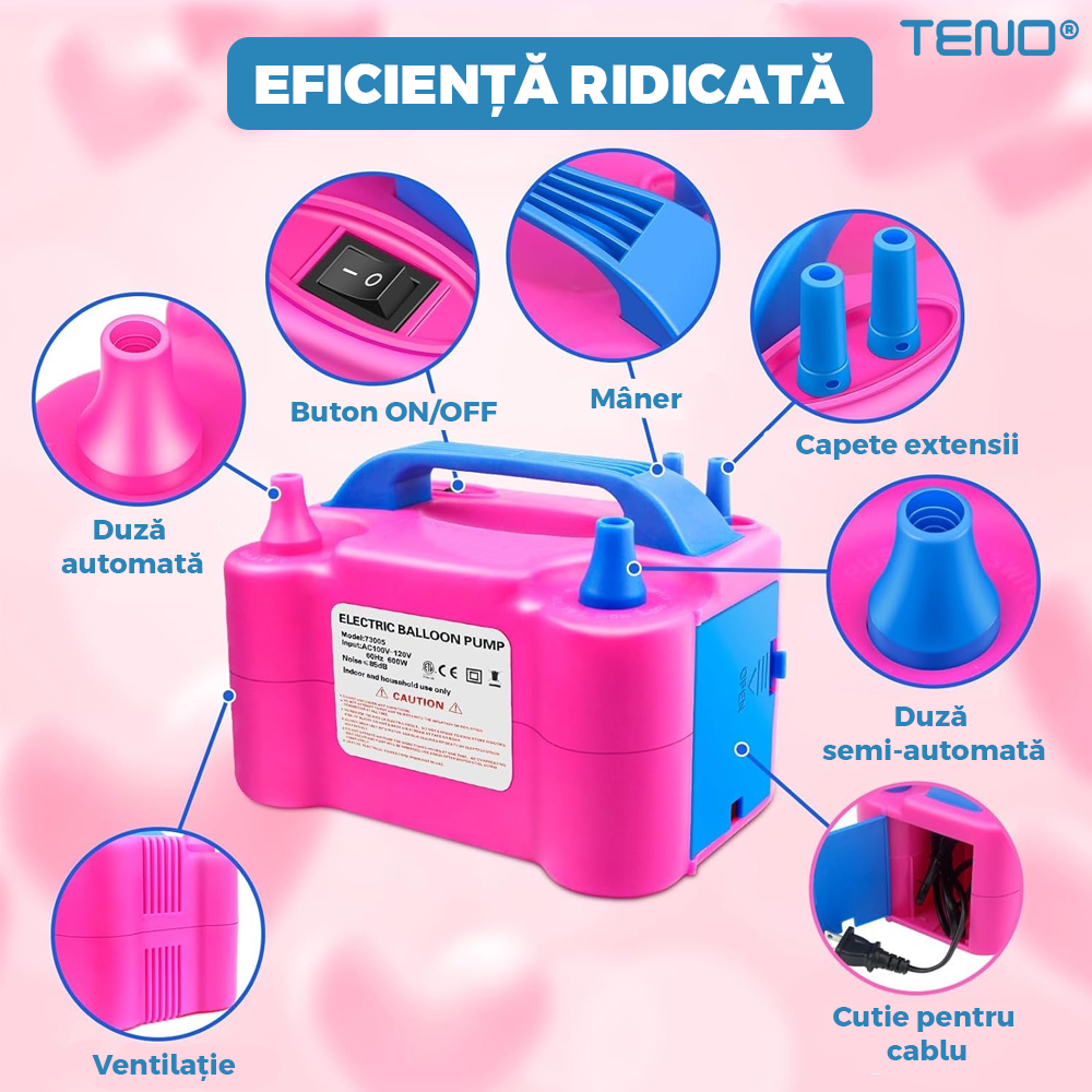 Compresor Profesional pentru Umflat Baloane Teno1132, 2 functii de umf ...