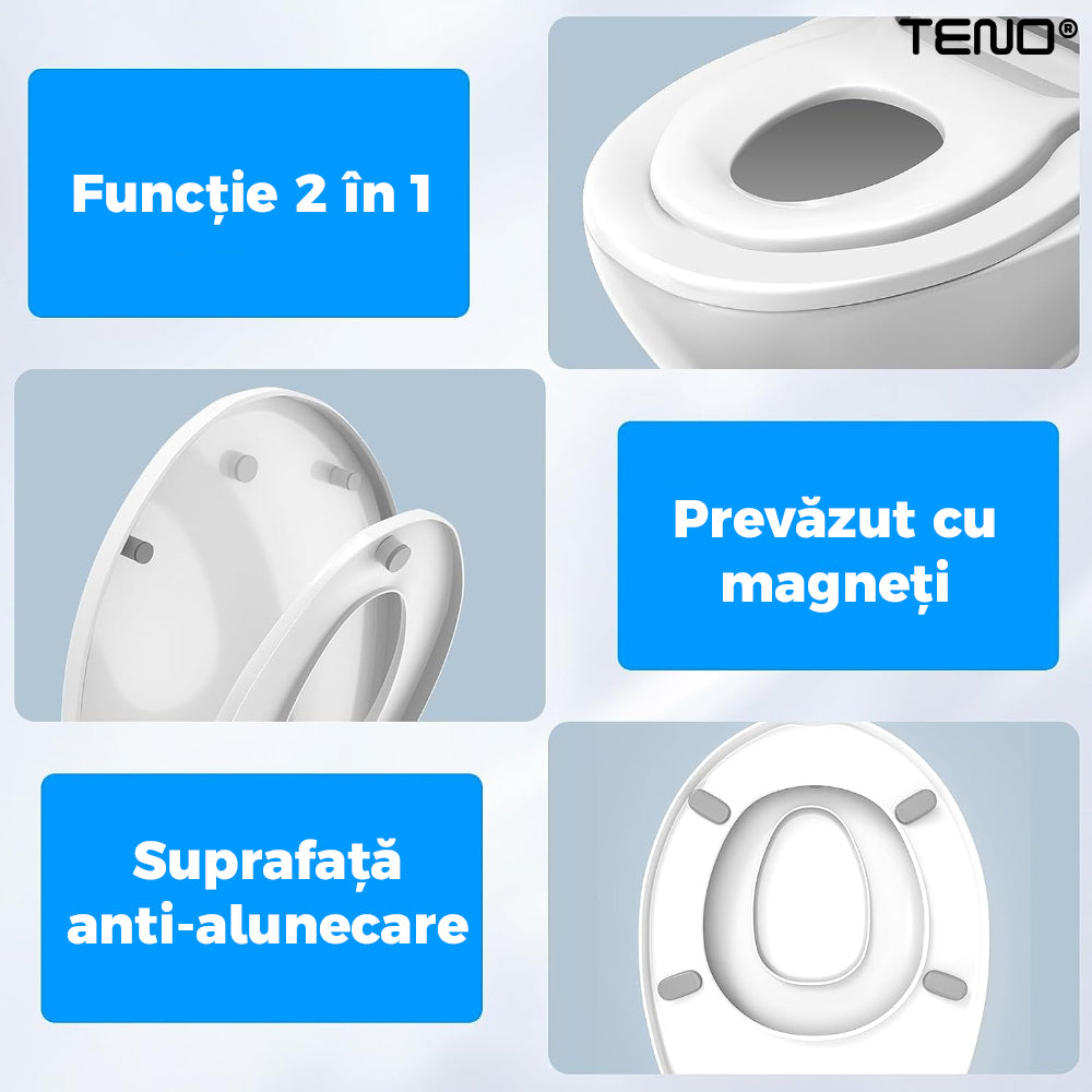 Capac WC cu Reductie 2 in 1 Teno124, inchidere lenta duala, reductor c ...