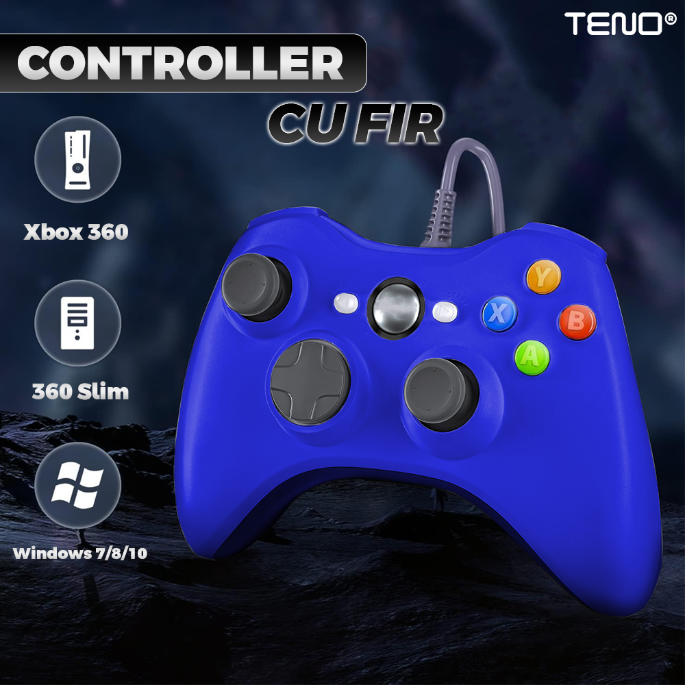 Controller de Joc cu Fir Teno2668, compatibil cu Xbox 360/Slim/PC Wind ...