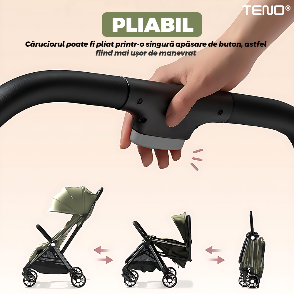 Carucior Sport pentru Bebeluși Teno2031, pliabil, usor de carat, sezut ...