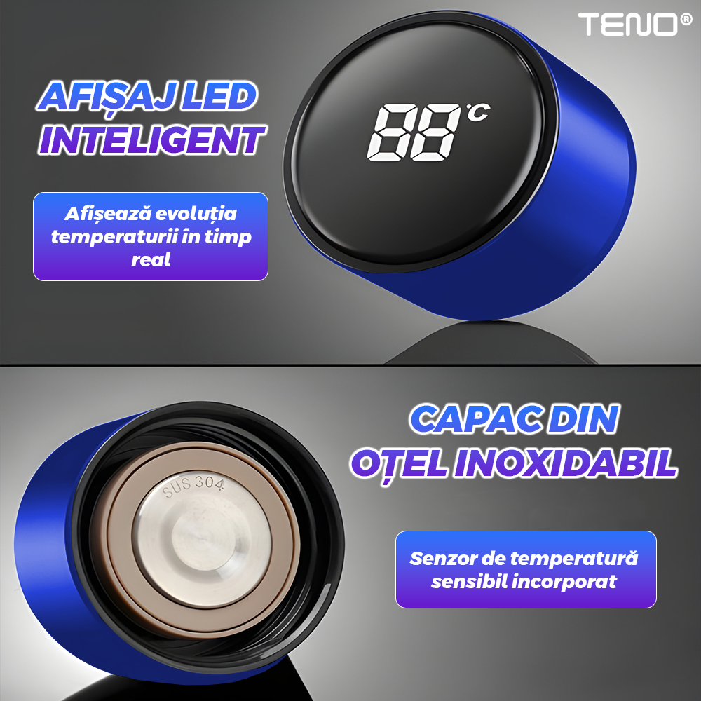 Termos Smart Teno2234, afisaj LED, ecran tactil, sita si infuzor, pere ...